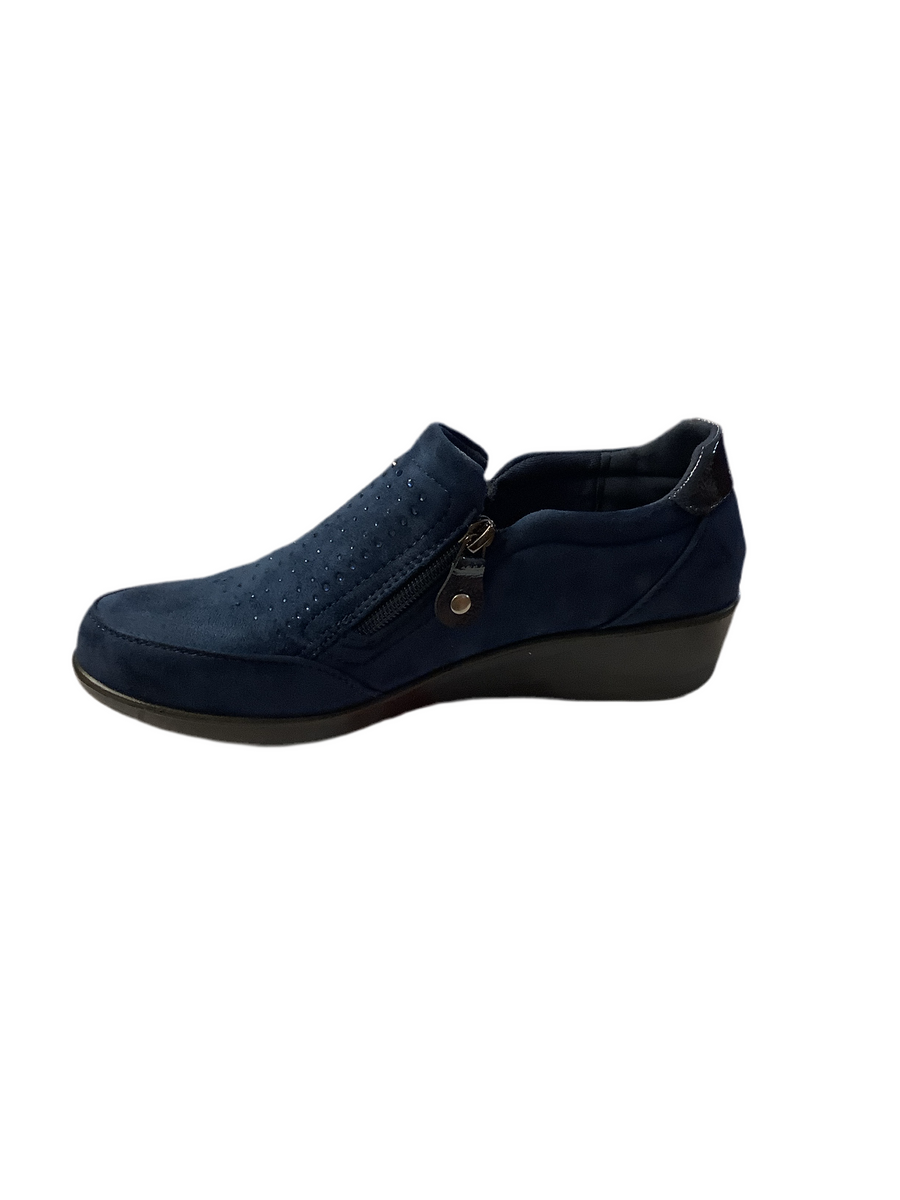 COMFORT Navy Micro Double Zip Shoe – Mooreheads